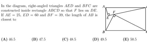 Solved In The Diagram Right Angled Triangles Aed And Bfc