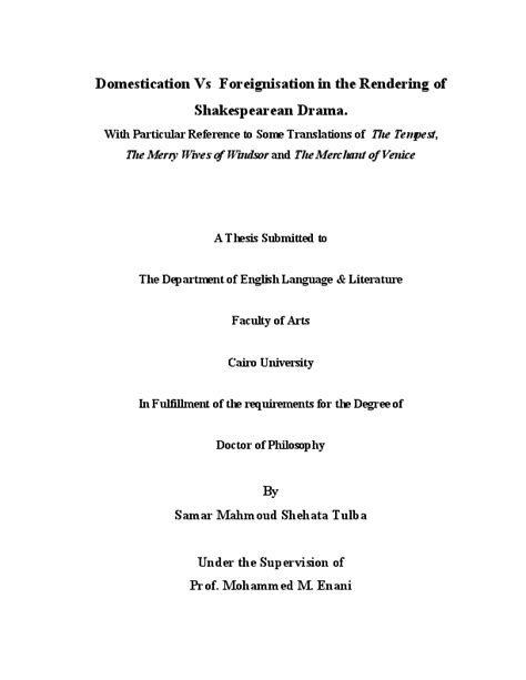 Doc Domestication Vs Foreignization In Translating Shakespearean Drama