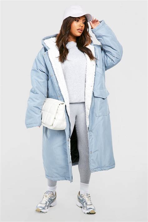 Plus Longline Fleece Lined Parka Boohoo Usa