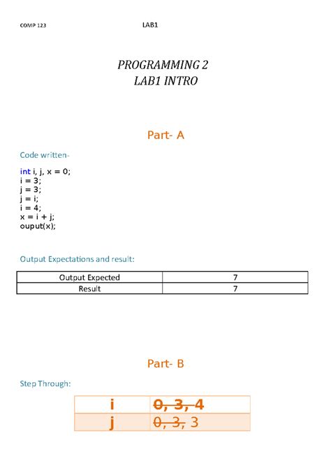 Lab 1 Introduction Comp 123 Lab Programming 2 Lab1 Intro Part A Code