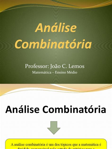 Aula Sobre Análise Combinatória Com Resolução De Exercícios Pdf