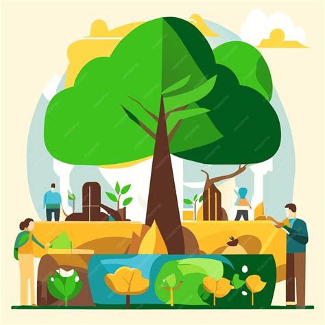 Premium Vector Greenery Concept Flat Tree Planting Vector Art