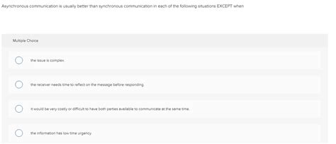 Solved Asynchronous Communication Is Usually Better Than