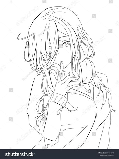 Line Art Anime Girl This Summer 库存插图 2009184641 Shutterstock