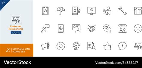 Customer Relationship Management Line Icons Vector Image