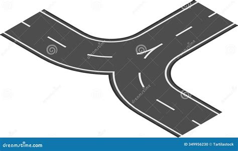 Y Shaped Highway Intersection Joining Two Roads Creating A Fork In The
