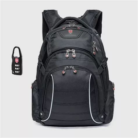 Mochila Masculina Notebook Swissport C Capa De Chuva Grande Cor Preto