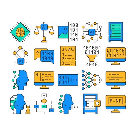 Artificial Intelligence System Icons Set Isolated Illustration