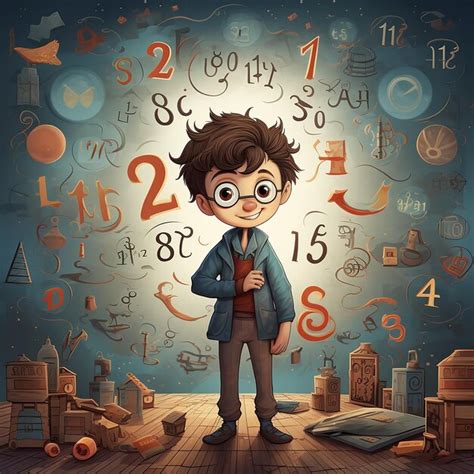 Premium Photo Math Genius Font Design With Boy And Numbers