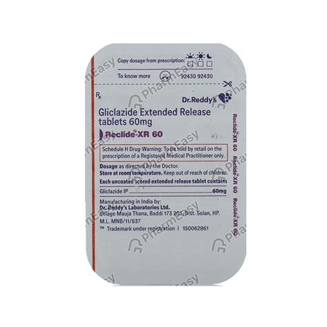 Reclide Xr 60 Mg Tablet 14 Uses Side Effects Dosage Composition