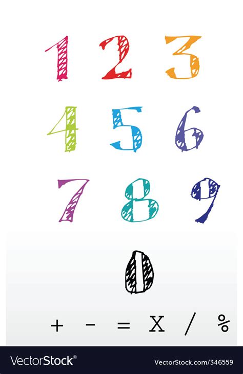 Sketchy Number Text Royalty Free Vector Image Vectorstock
