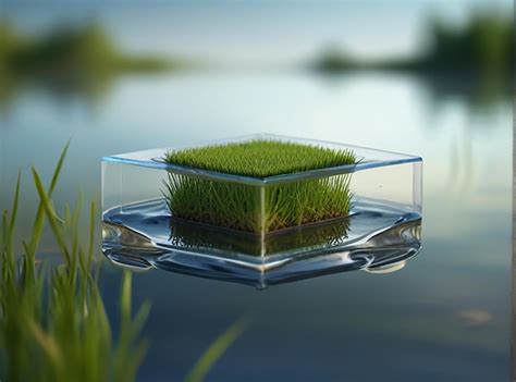 Premium Photo A Plant In A Rectangle Ice Cube Ai Photo