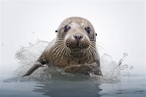 Premium Ai Image Full Body Earless Seal Swimming Hyperrealistic Image