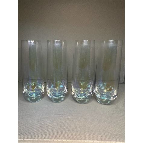 Unknown Dining Champagne Wine Flutes 5 Iridescent Stemless Glasses