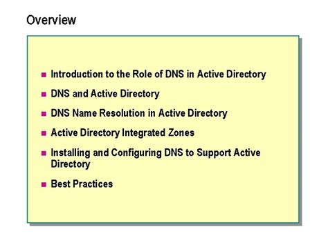 Module Implementing DNS To Support Active Directory