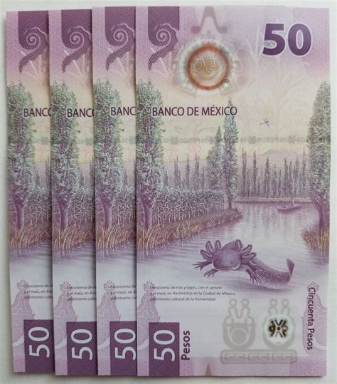 Mexico 50 Pesos 2022 Axolotl Banknote Lot 4 Consecutive Series