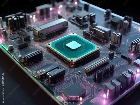 Visualize A Futuristic AI Powered Motherboard With Glowing Circuit