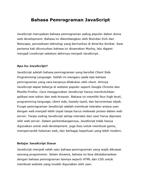 Bahasa Pemrograman Javascript Pdf