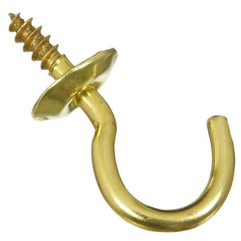 National Hardware N119 628 5 8 Solid Brass Cup Hooks 5 Count