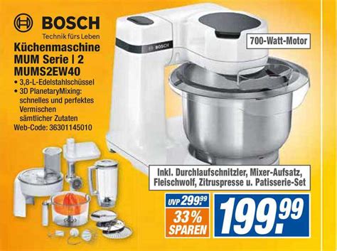Bosch Küchenmaschine Mum Serie 2 Mums2ew40 Angebot bei Expert Technomarkt