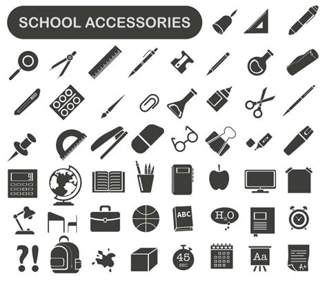 Conjunto Vectorial De útiles Escolares Aislados En Fondo Blanco útiles
