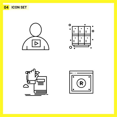 4 Icon Set Simple Line Symbols Outline Sign On White Background For