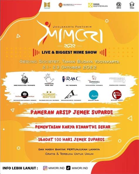 Jogjakarta Pantomim Mimori Oktober Dinas Pariwisata Daerah Istimewa Yogyakarta