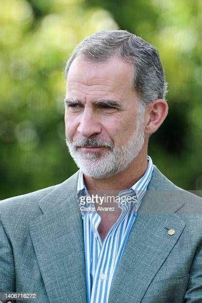 King Felipe VI Of Spain Attends A Meeting With The Winners And King Mirrored Sunglasses