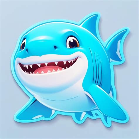 Premium Photo A Nice Smiling Shark Vectorstyle Sticker Image 1