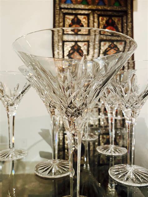 Set Of Six Waterford Crystal Tall Martini Glasses Lismore Series