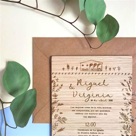 Invitaciones De Madera Grabadas Invitaciones De Boda De Madera