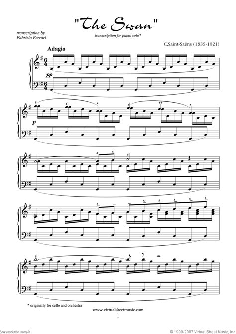 The Swan Sheet Music Sheet