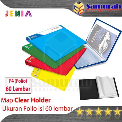 Merah Hijau Hitam Map Clear Holder 60 Pocket Plain Folio Jenia