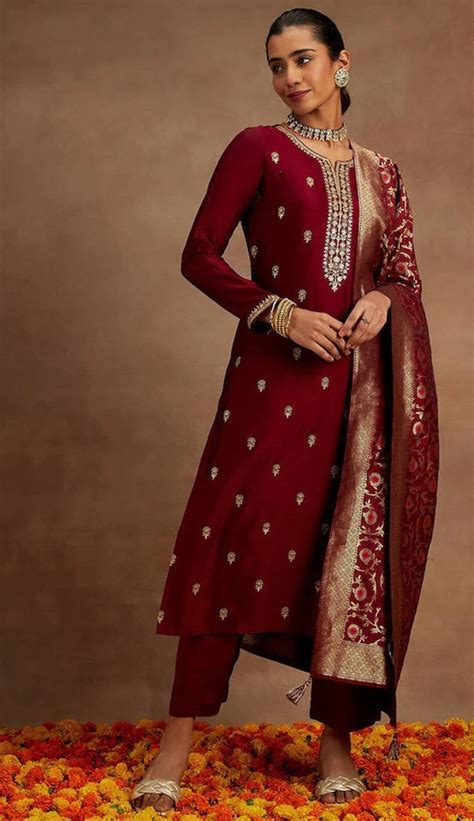 Indian Party Wedding Wear For Women Maroon And Golden Etsy
