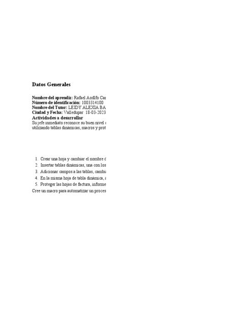 Taller Tablas Dinámicas Y Macros En Microsoft Excel 2016 Rafael
