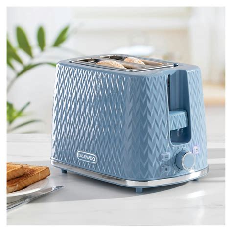 Daewoo Sda1823ge Argyle 2 Slice Patterned Toaster Light Blue