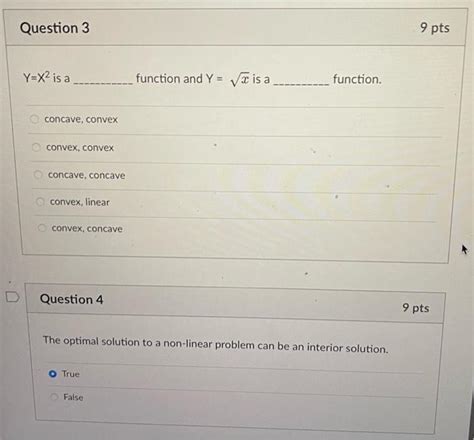 Solved Y X2 Is A Function And Y X Is A Function Concave Chegg Com