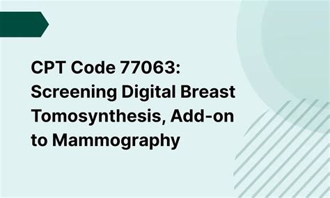Cpt Code 77063 Screening Digital Breast Tomosynthesis Add On To