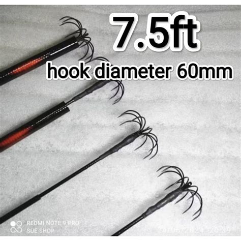 Gancu Sotong Cangkuk Sotong Squid Hook 7 5ft Telescopic Squid Rod