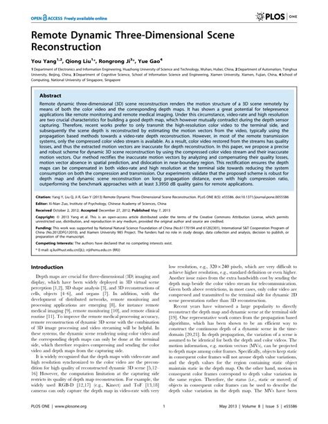 Pdf Remote Dynamic Three Dimensional Scene Reconstruction