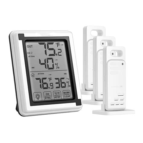 Buy Indoor Outdoor Thermometer Digital Thermometer And Hygrometer With 3 Remote Sensors Touch