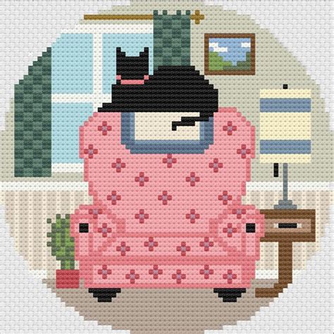 Cute Black Cat Needlepoint Pattern Parlour Cat Sweet Cat Theme