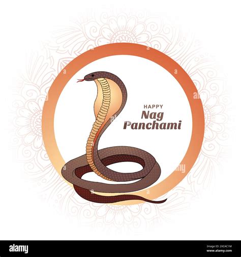 Nag Panchami Card On Indian Festival Celebration Design Stock Vector
