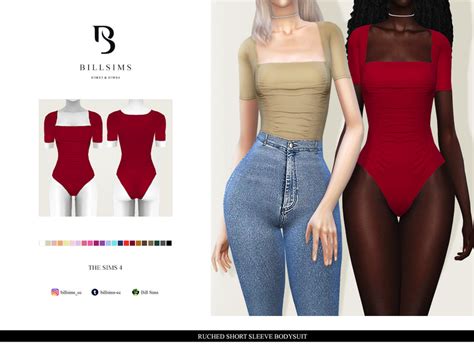 Ruched Short Sleeve Bodysuit By Bill Sims From Tsr • Sims 4 Downloads