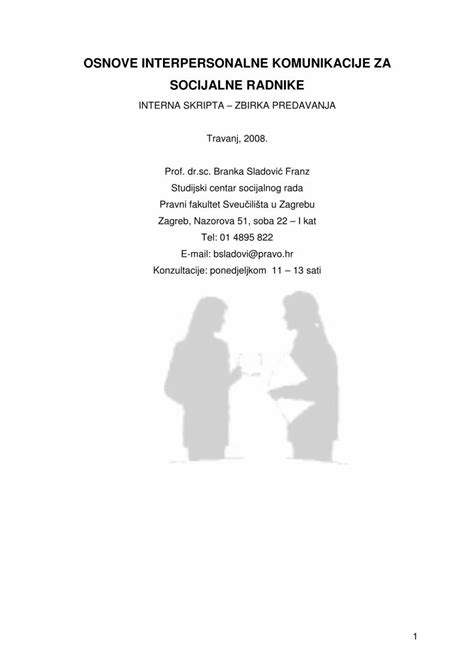 Pdf Osnove Interpersonalne Komunikacije Za Socijalne Radnike
