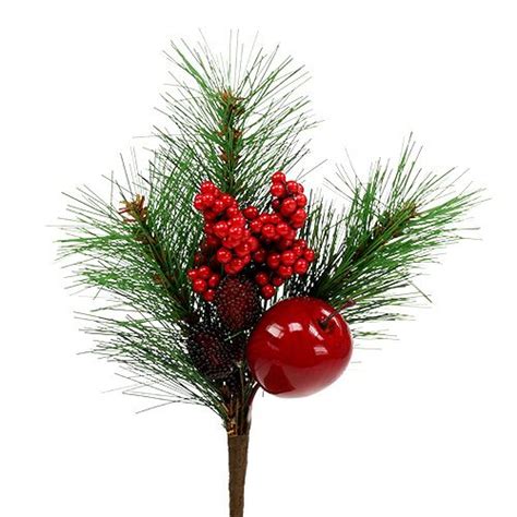 Floristik24dk Dekorativ Grangren Med æble 28cm 1p