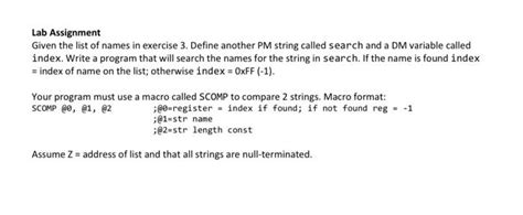 solved lab assignment given the list of names in exercise 3