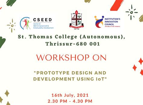 Workshop On Prototype Design And Development Using IoT St Thomas College Autonomous