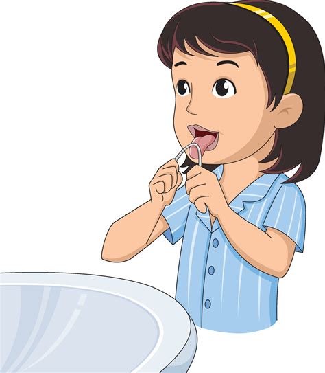 Girl Flossing Her Teeth Vector Illustration 35993934 Vector Art At Vecteezy