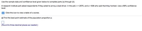 solved b identify the value of the margin of error e